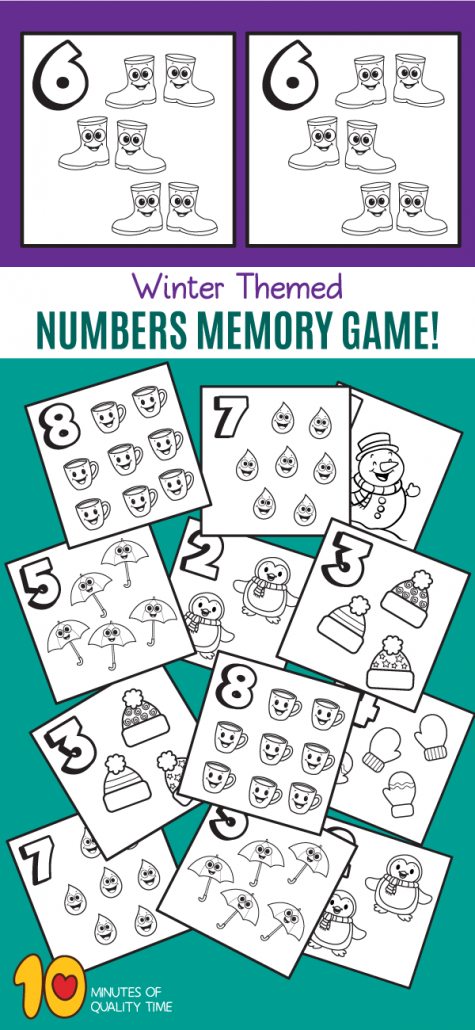 Winter Themed Printable Memory Game Numbers 1-10 – 10 Minutes of ...