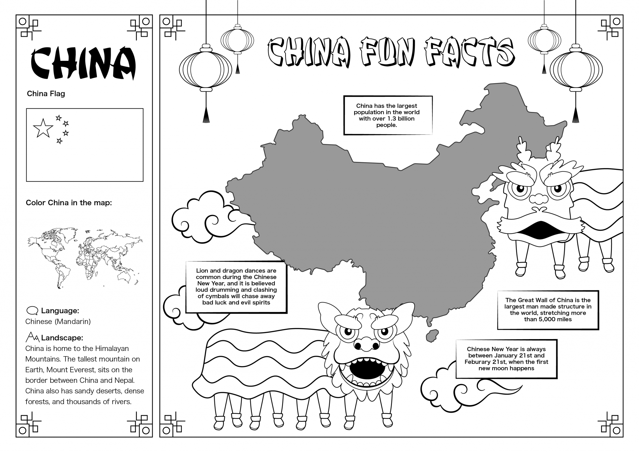 China - Free Lesson Plan and Worksheets – 10 Minutes of Quality Time