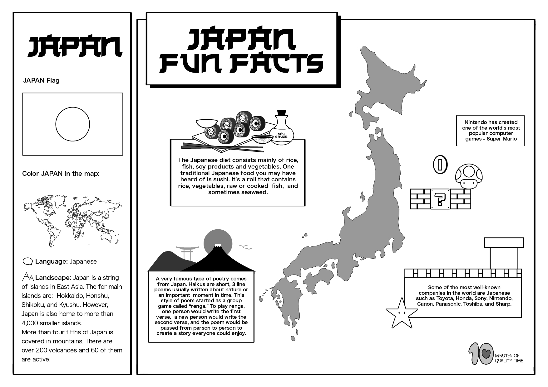 Japan - Free Lesson Plan and Worksheets – 10 Minutes of Quality Time