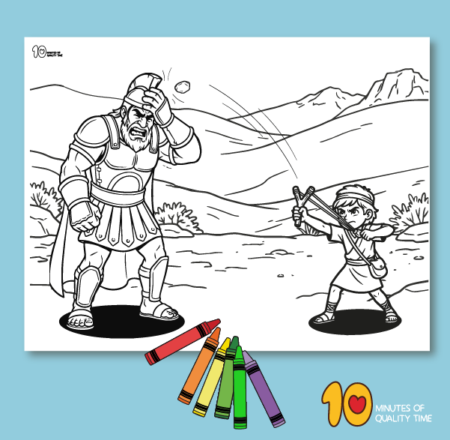 David and Goliath Slingshot Coloring Page – 10 Minutes of Quality Time